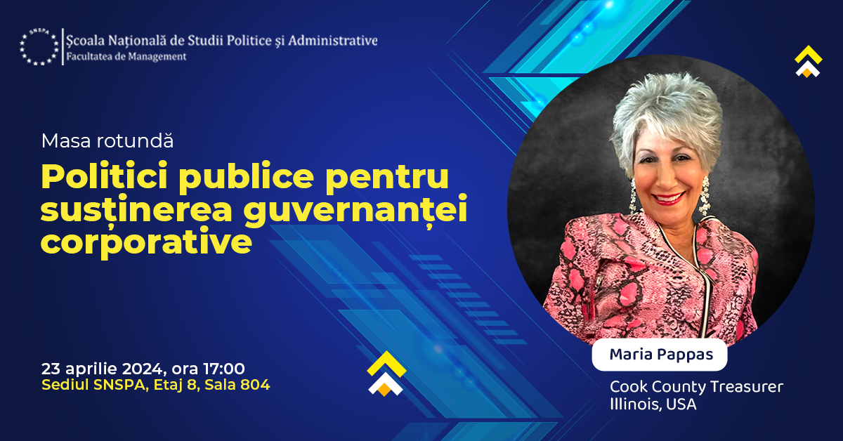 Maria Pappas, trezorierul Comitatului Cook (SUA), în vizită la SNSPA